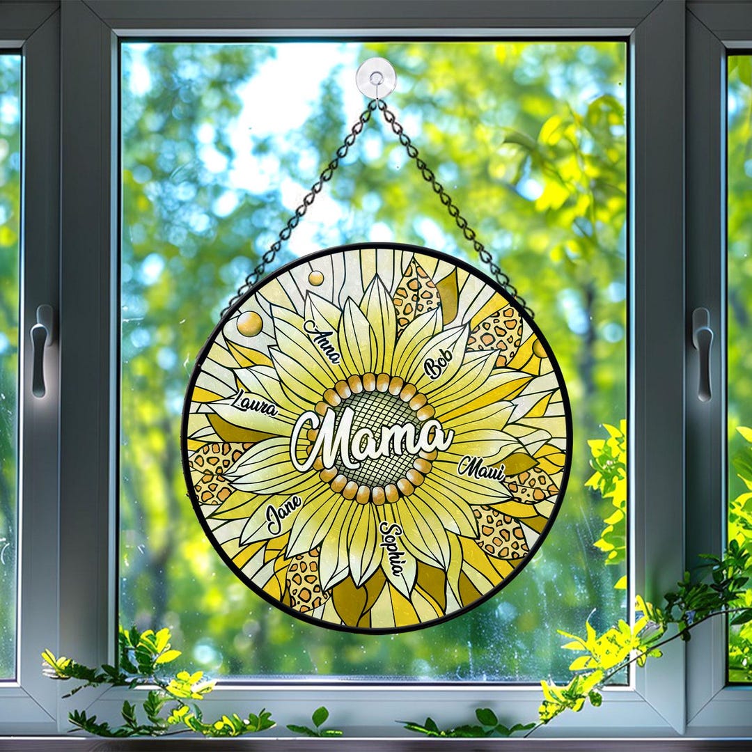 Custom Name Family Suncatcher Window Hanging Stained Glass ...