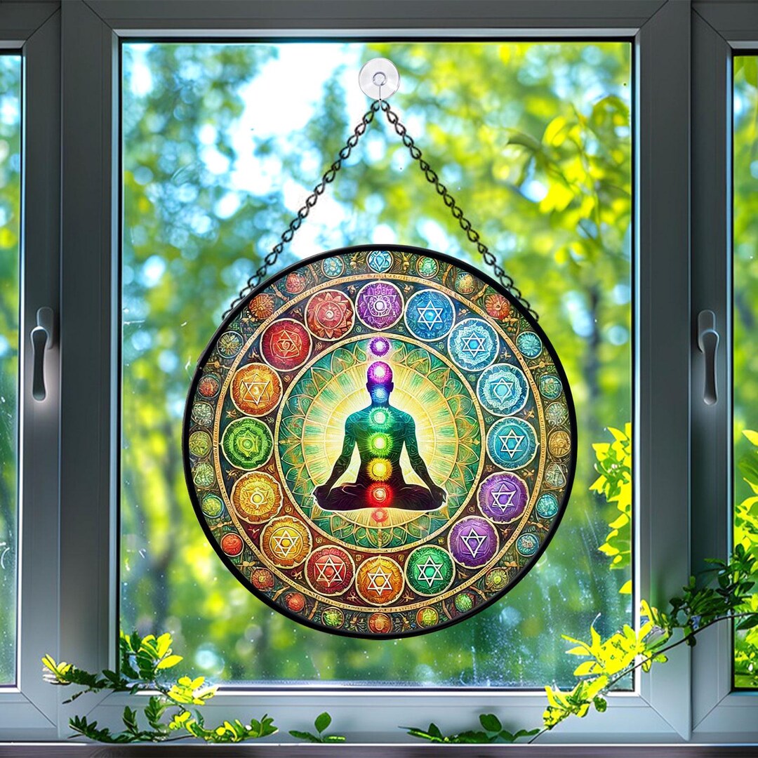 Chakra Inspired Glass Suncatcher, Chakra Inspired Stained Glass ...