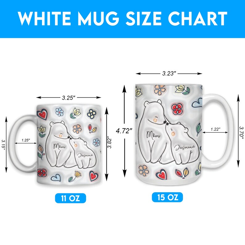 Bears Mug Mom and Daughter Mug Design, Personalized Custom 3D Inflated ...