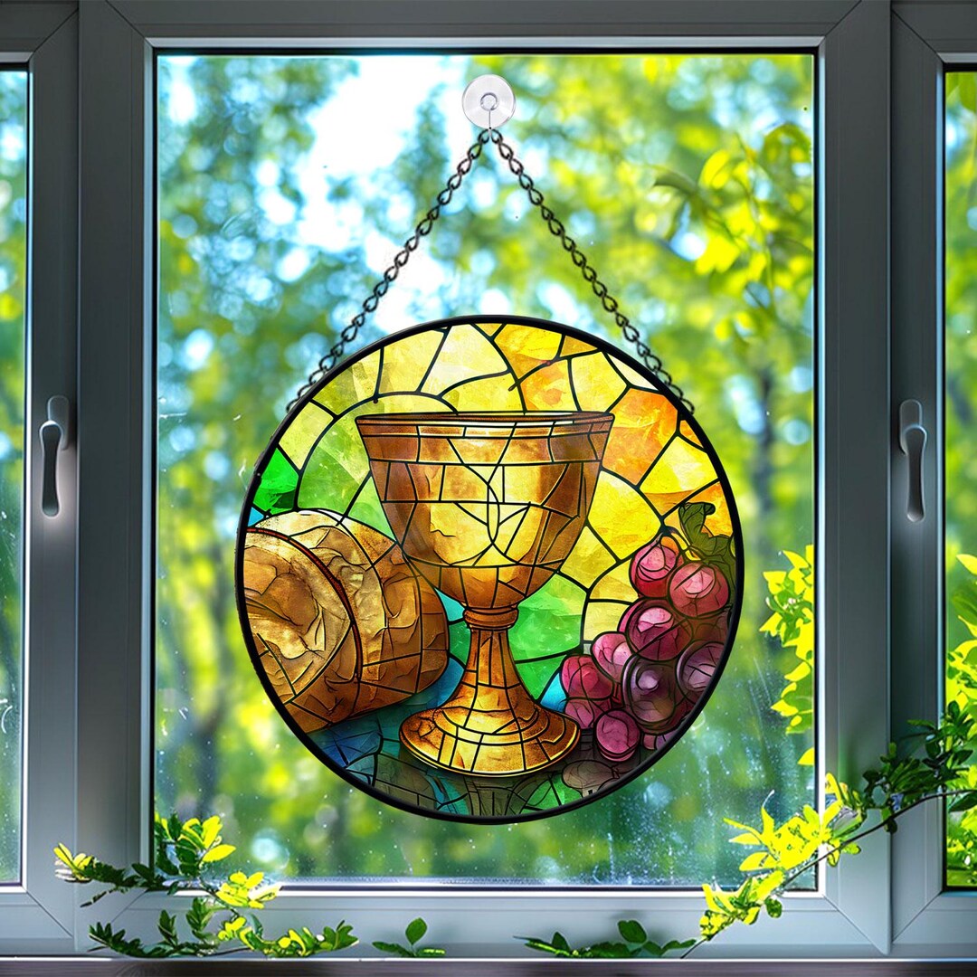 Holy Communion Stained Glass Suncatcher, Eucharist Ornament - Etsy