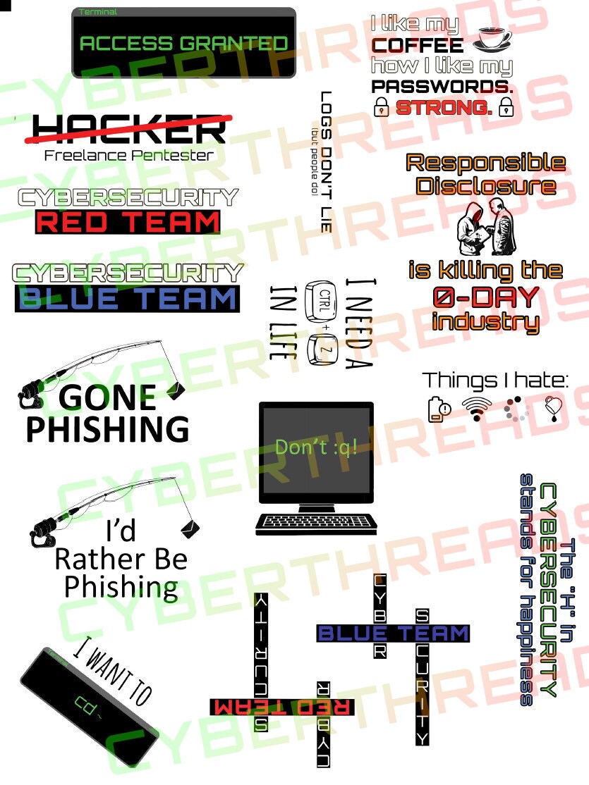 Cybersecurity Sticker Decals for Hacker Laptop Decal Red Team Cybersec ...