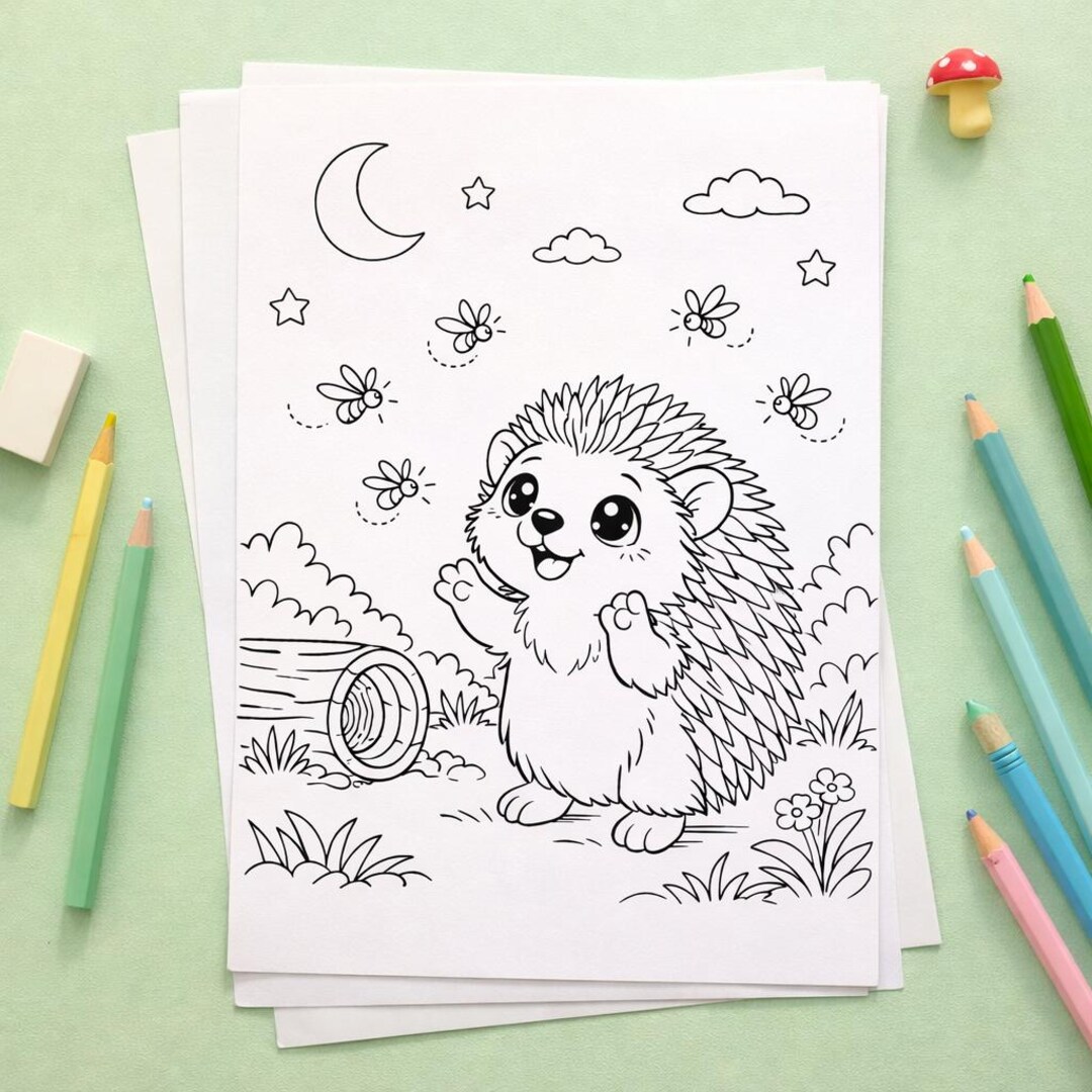 Hedgehog Coloring Pages PDF – 10 Forest Animal Activity Sheets - Etsy UK