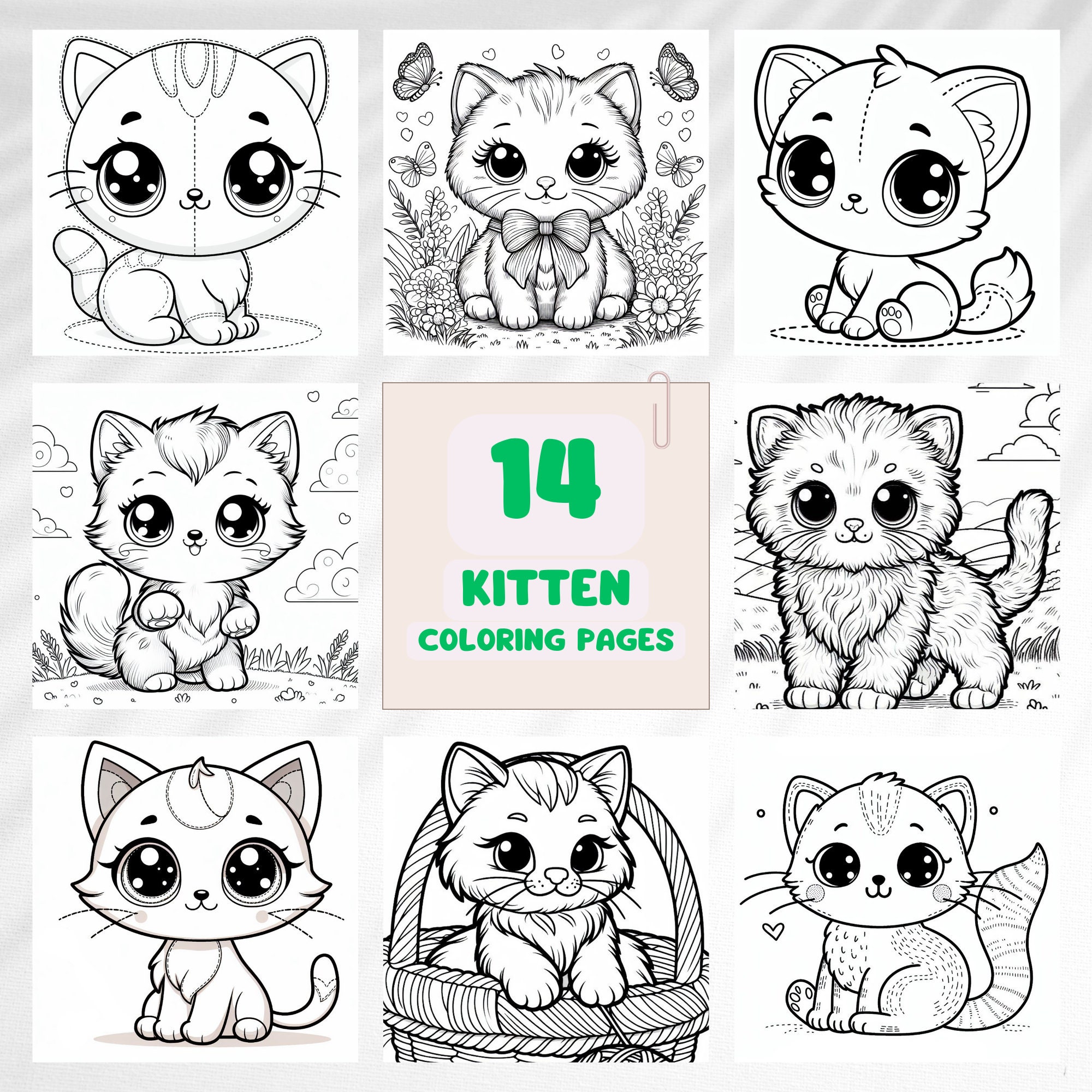 Kitten Coloring Pages - 14 Printable Cute Kitten Designs - DIY Coloring ...