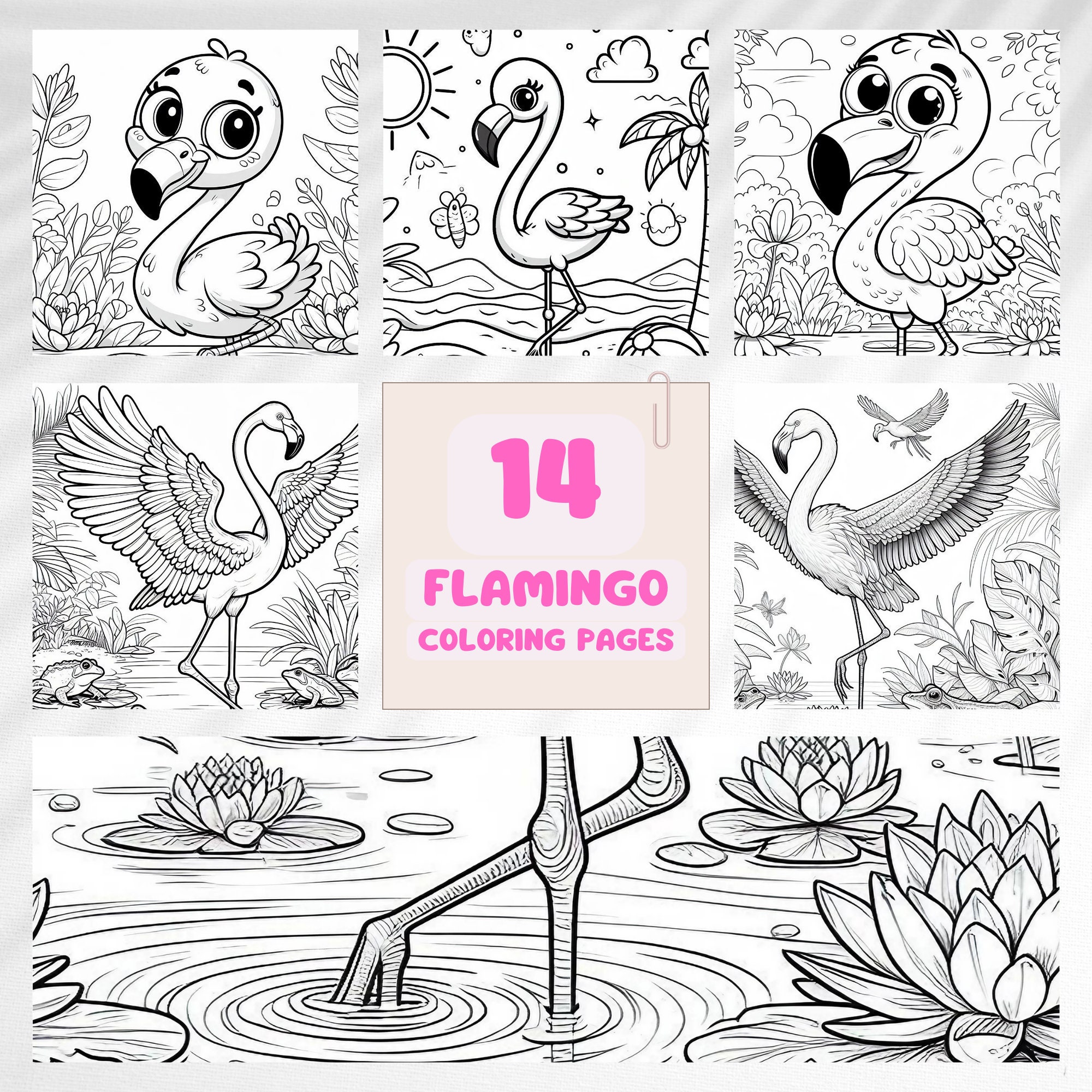 Flamingo Coloring Pages | 14 Printable Tropical Bird Activity Sheets ...