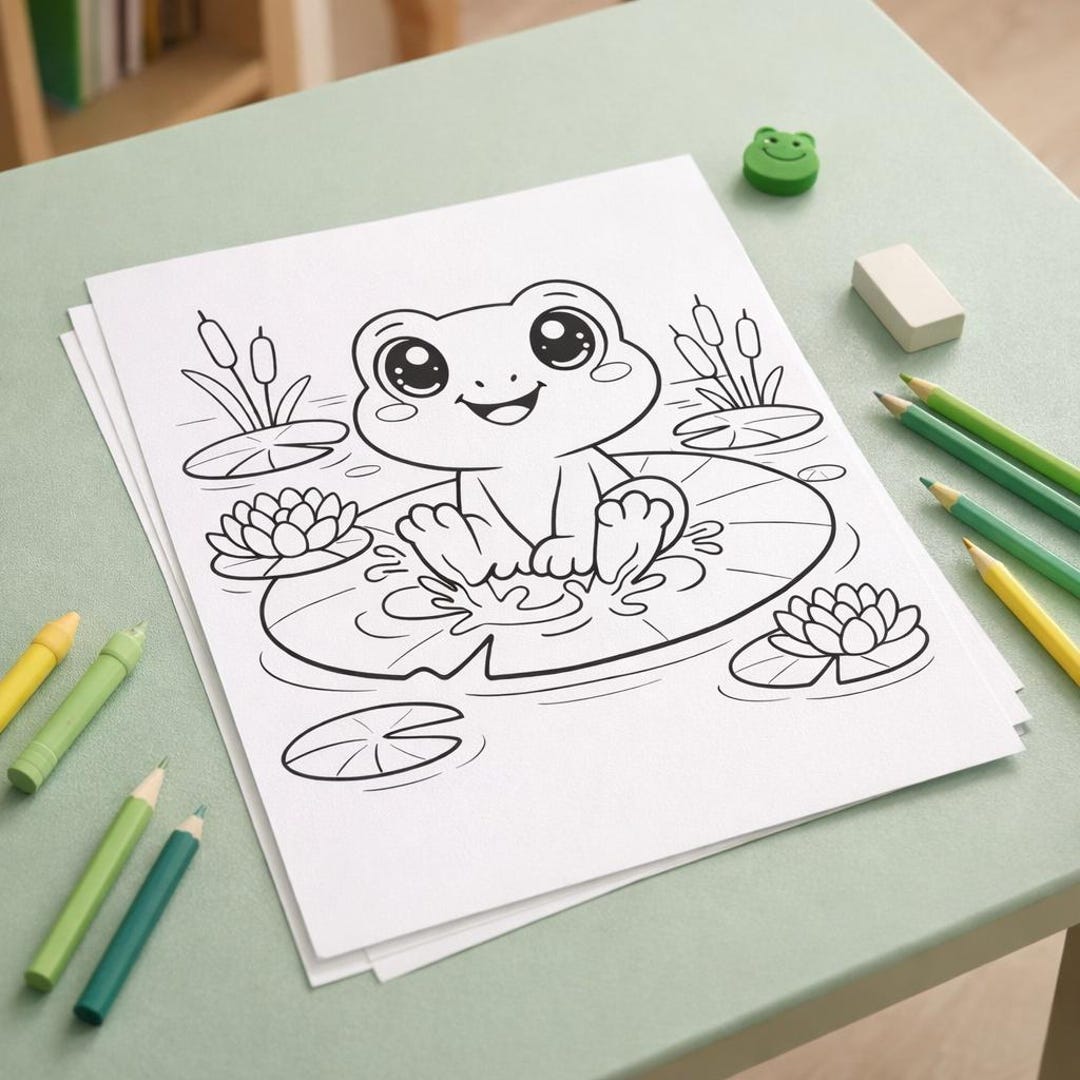 Frog Coloring Pages 10 Pages Pond Jumping Activity Printable PDF - Etsy