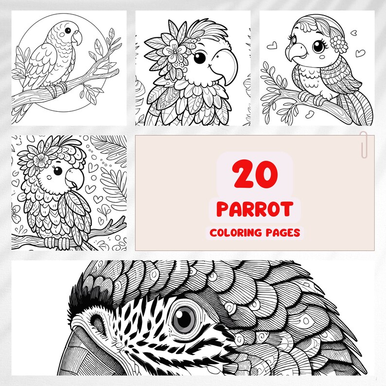 Parrot Coloring Pages - 20 Printable Parrot Designs - DIY Kids Coloring ...