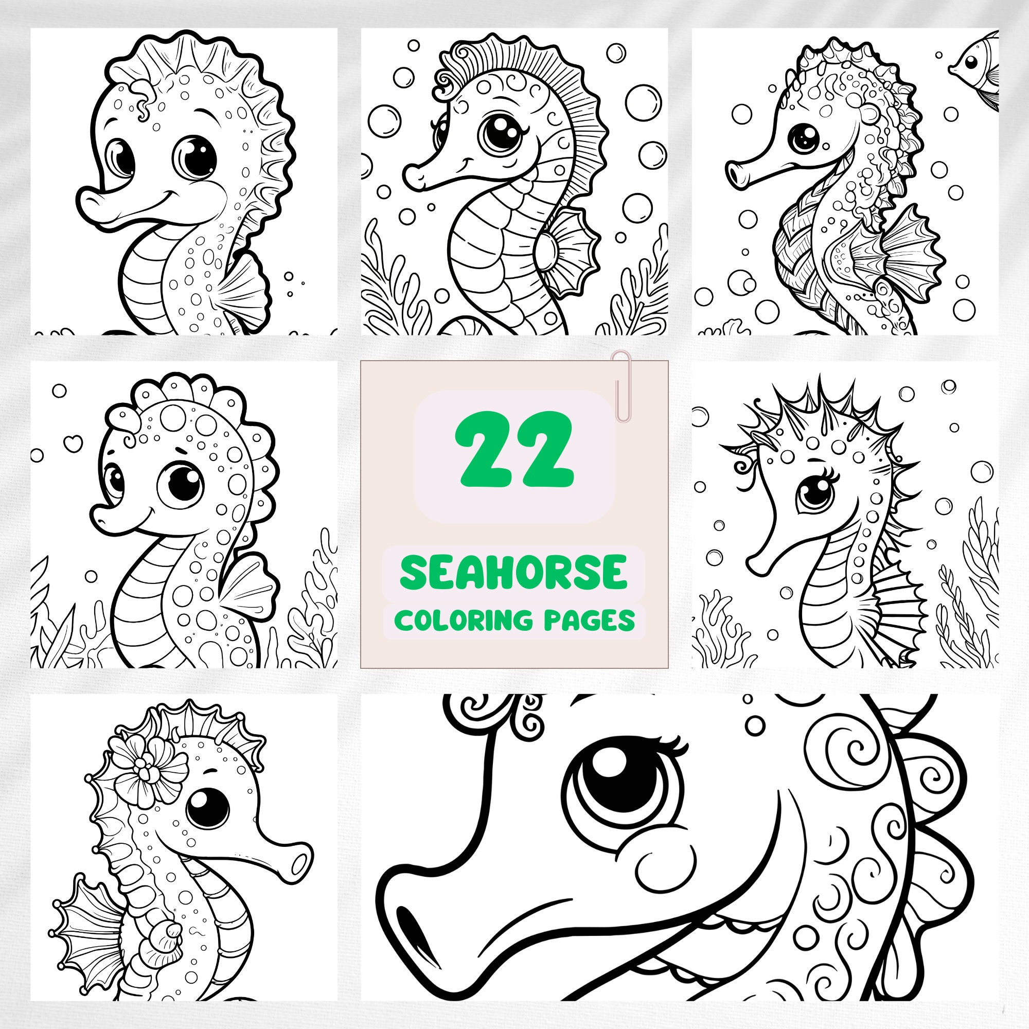 Seahorse Coloring Pages - 22 Printable Enchanting Seahorse Designs ...