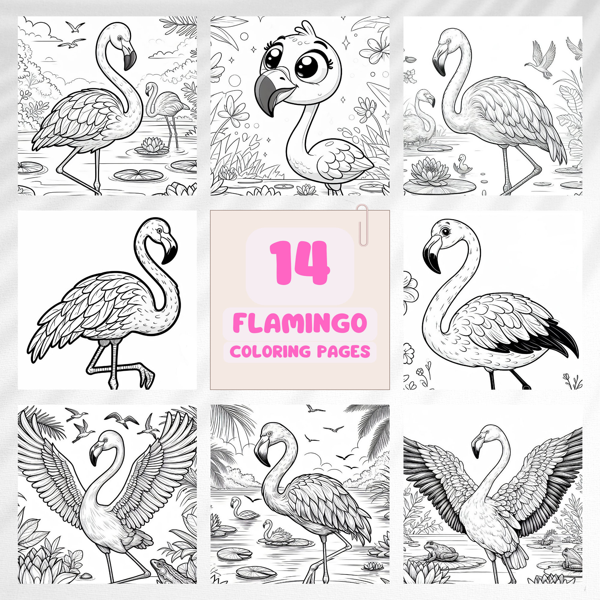 Flamingo Coloring Pages | 14 Printable Tropical Bird Activity Sheets ...