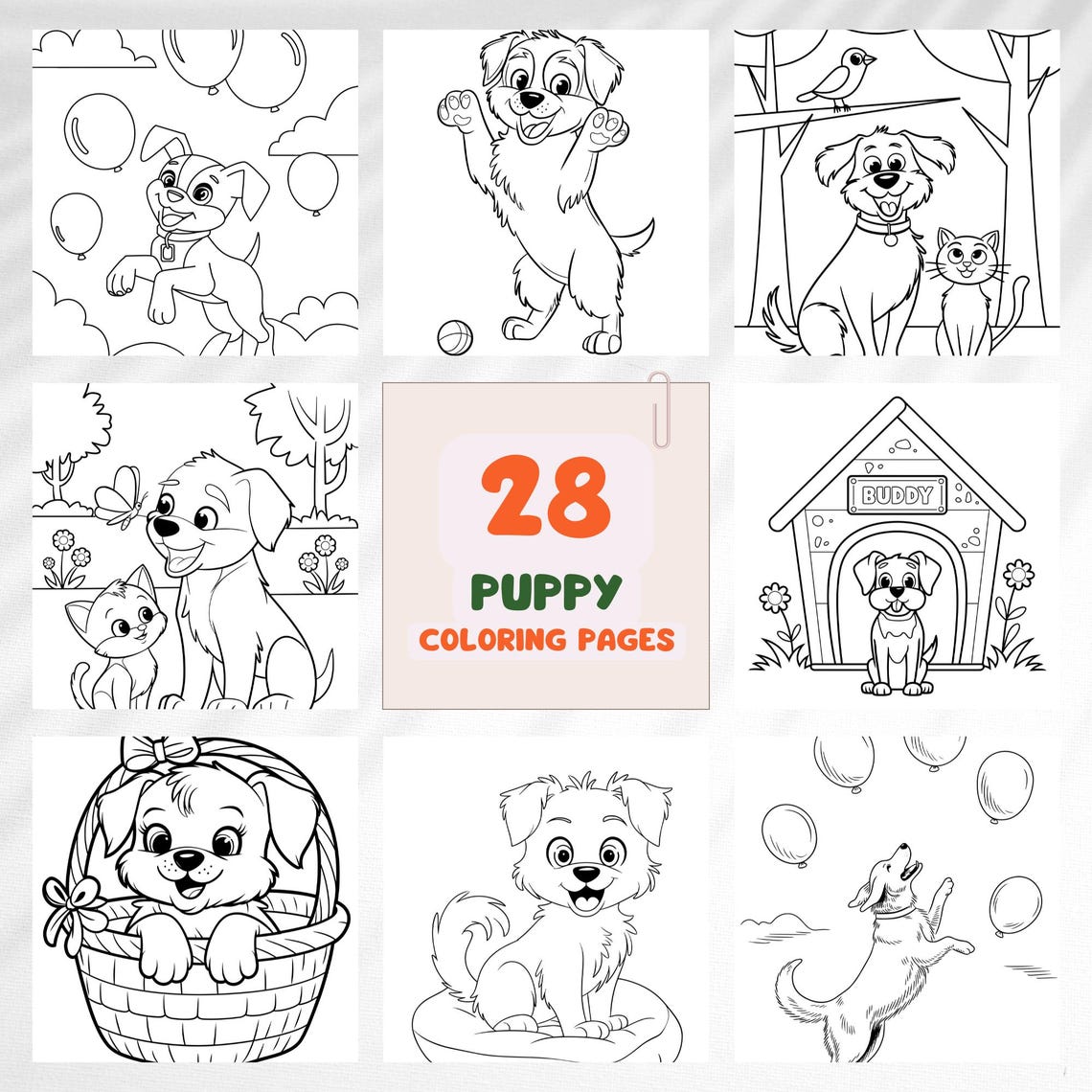 Puppy Coloring Book - 28 Printable Puppy Coloring Pages - Cute Kids ...