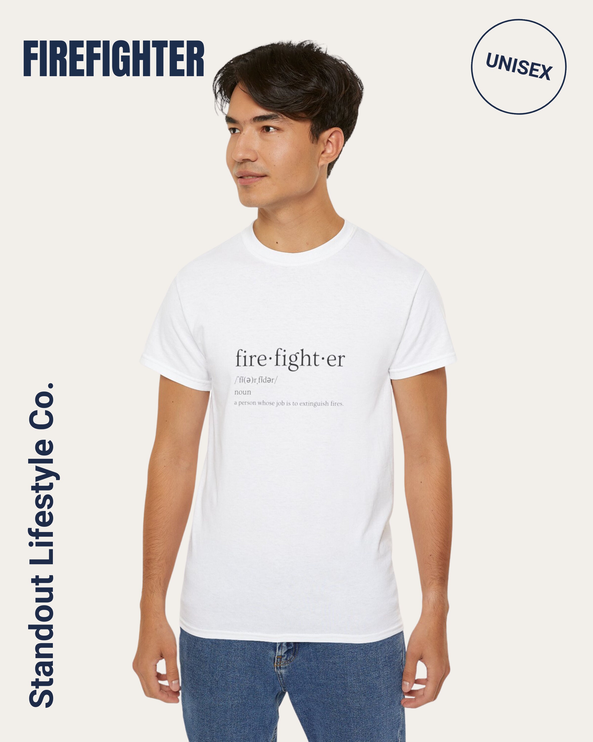 Fire Fighter Shirt for Fire Station Worker Minimalist Cotton T-shirt ...
