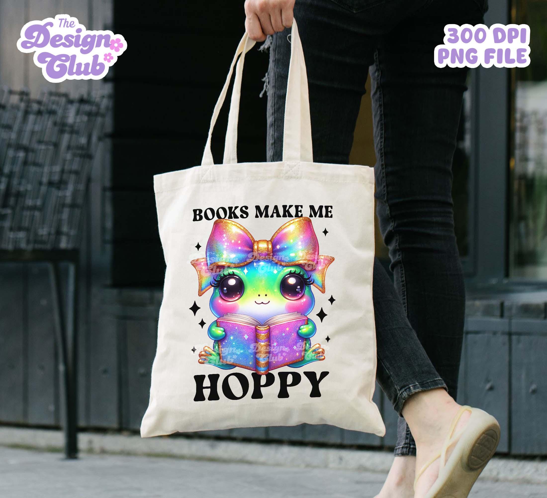 Books Make Me Hoppy PNG, Cute Frog Reading Clipart, Trendy Bookish Frog ...