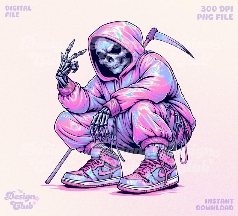 Gangster Skeleton PNG, Funny Grim Reaper Clipart, Urban Streetwear Hip ...