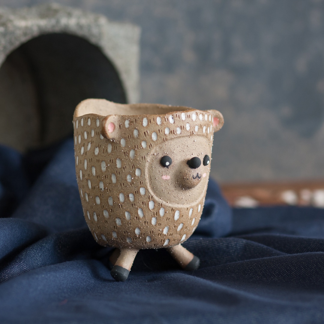 Bear Plant Pot,pottery,cactus Pot,cute Bear Pot,animal Plant Pot ...