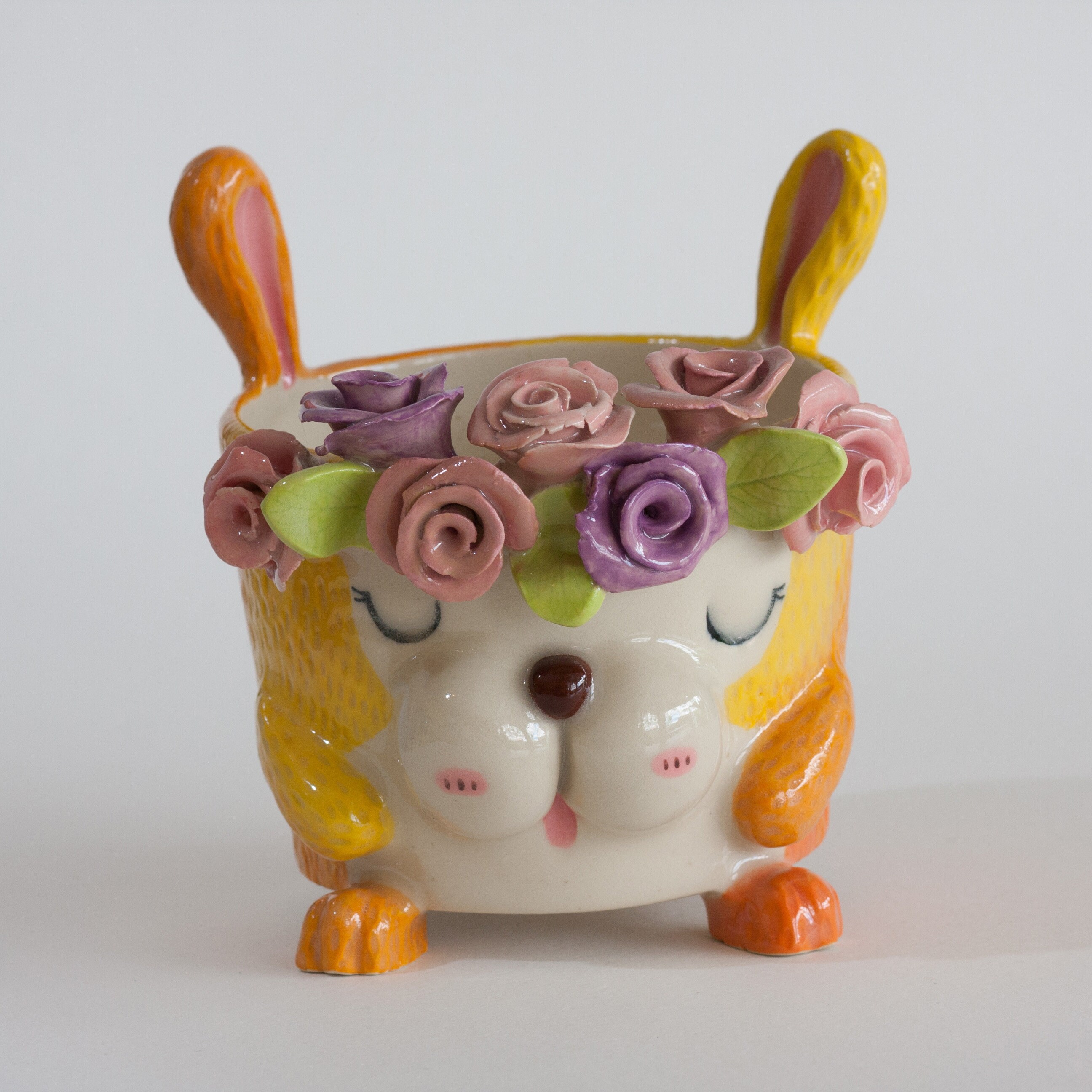 Cute Bunny Plant Pot,pottery,cactus Pot,cute Cony Pot,animal Plant Pot ...