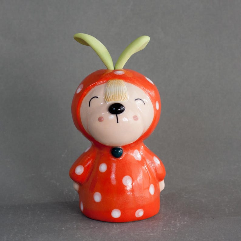 Handmade Ceramic Figurine–cute Pottery Sculpture With Removable Top for ...