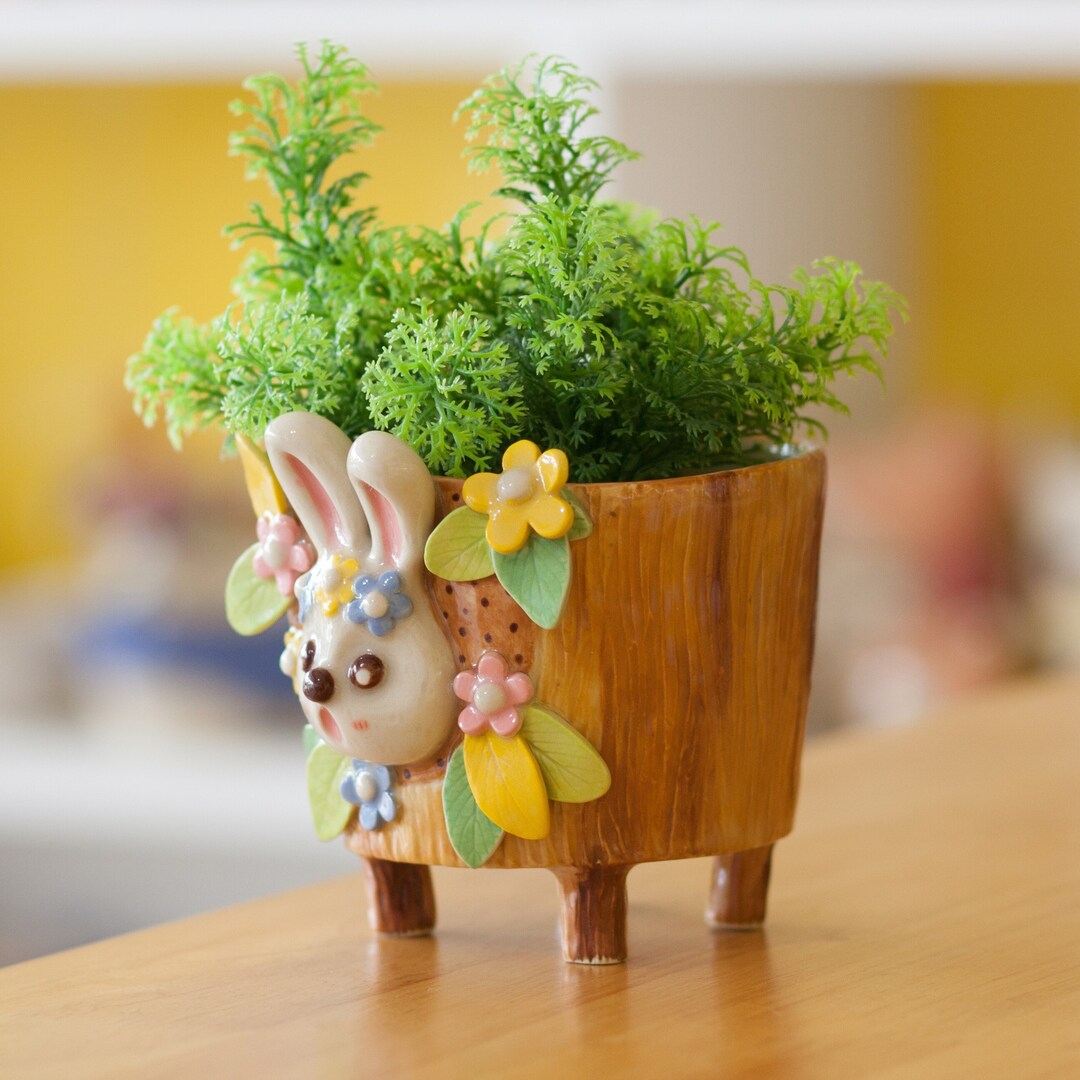Rabbit Hole Plant Pot,pottery,cactus Pot,cute Cony Pot,animal Cute,cute ...
