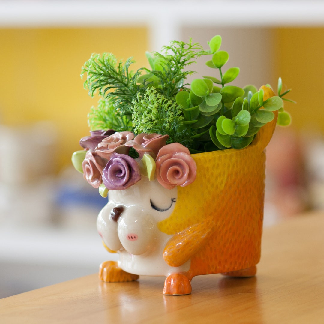 Cute Bunny Plant Pot,pottery,cactus Pot,cute Cony Pot,animal Plant Pot ...