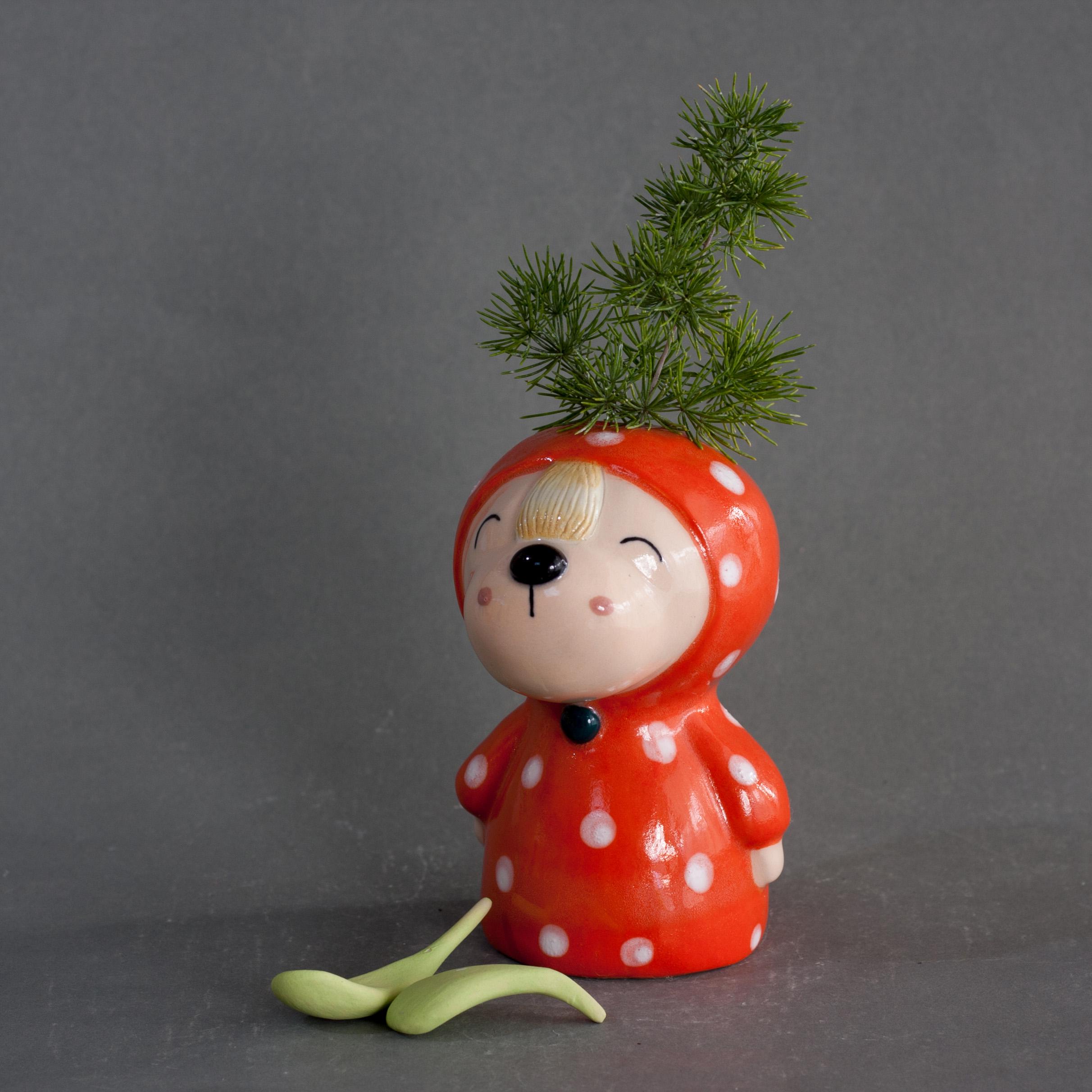 Handmade Ceramic Figurine–cute Pottery Sculpture With Removable Top for ...