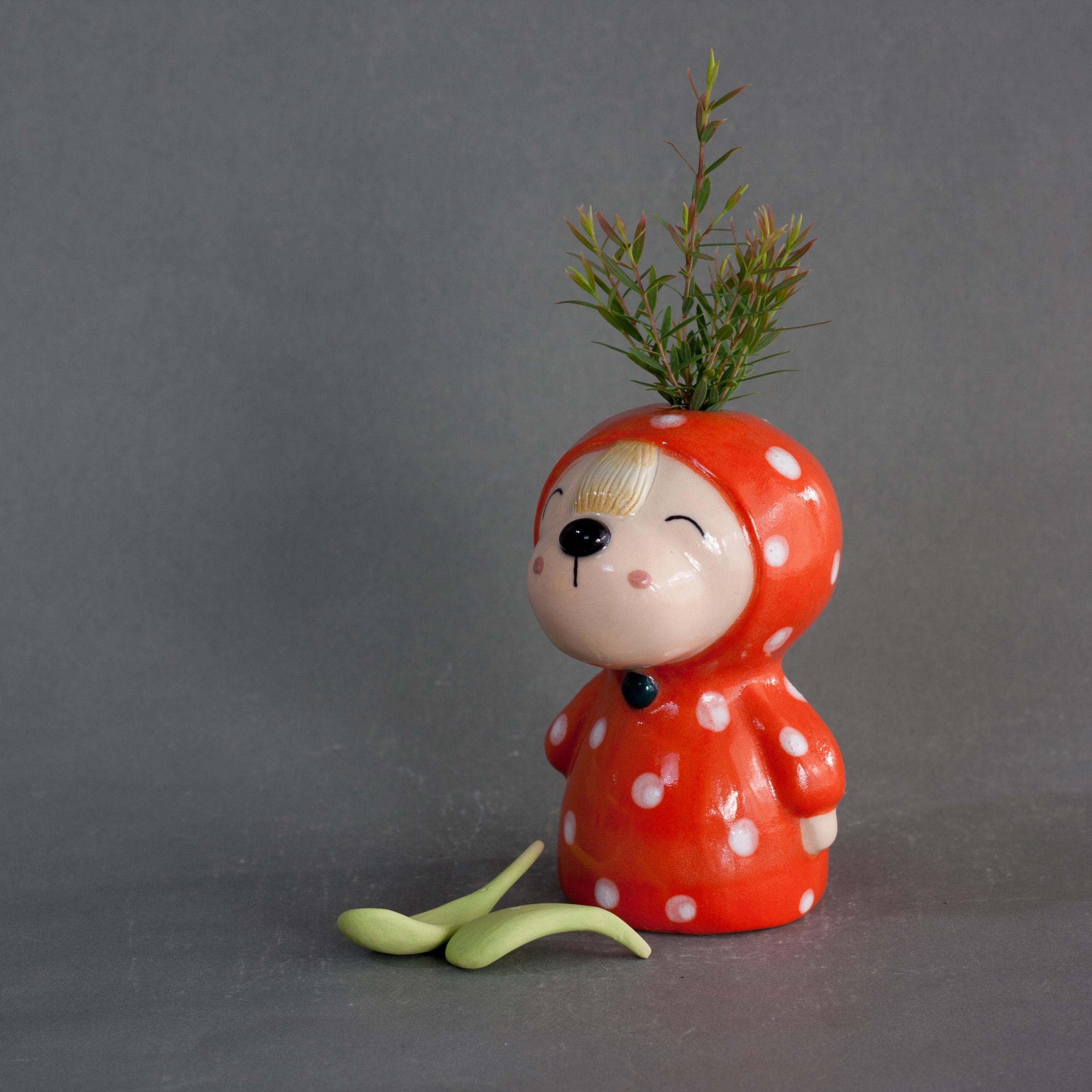 Handmade Ceramic Figurine–cute Pottery Sculpture With Removable Top for ...