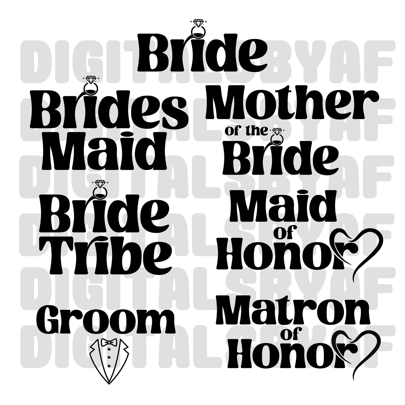 Bridal Party Svg Bundle Bachelorette Party Svg Bridal Shower Svg Hen