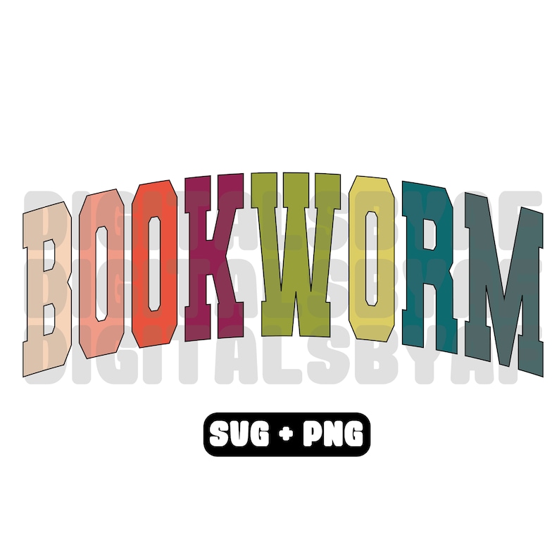 Bookworm Svg Png, Varsity Bookworm Svg, Png, Bookish Svg, Png, Book Svg ...