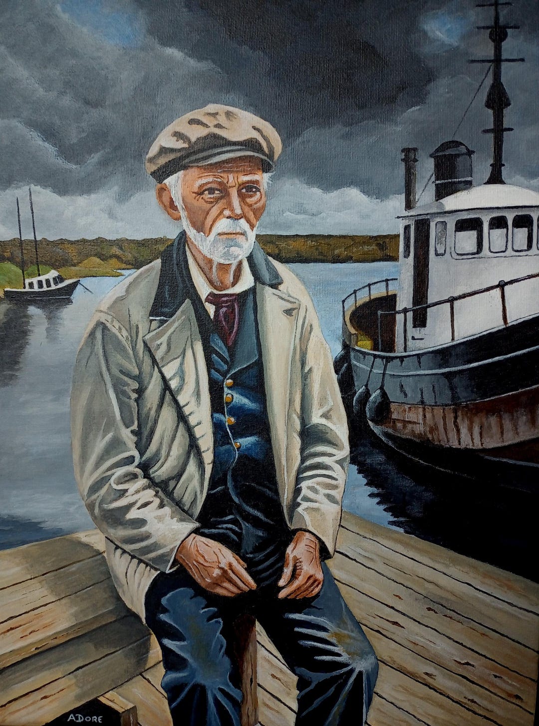 Old Sailor. Painting. Original. Realistic. Acrylic. Experience Artist ...