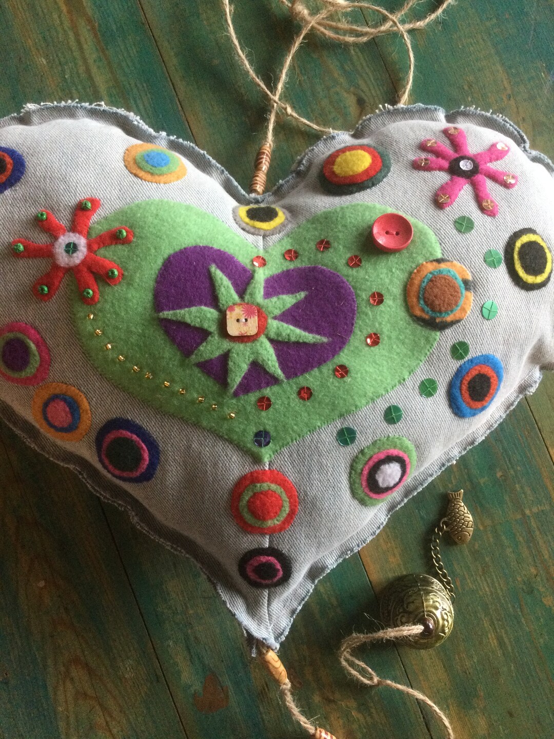 Large Fabric Hanging Heart - Etsy