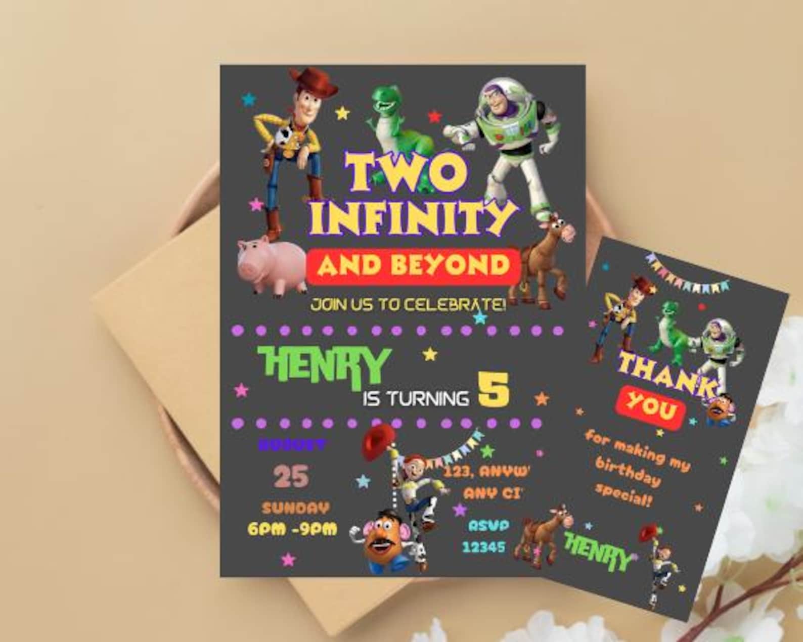 Editable Two Infinity and Beyond Birthday Invitation Template ...
