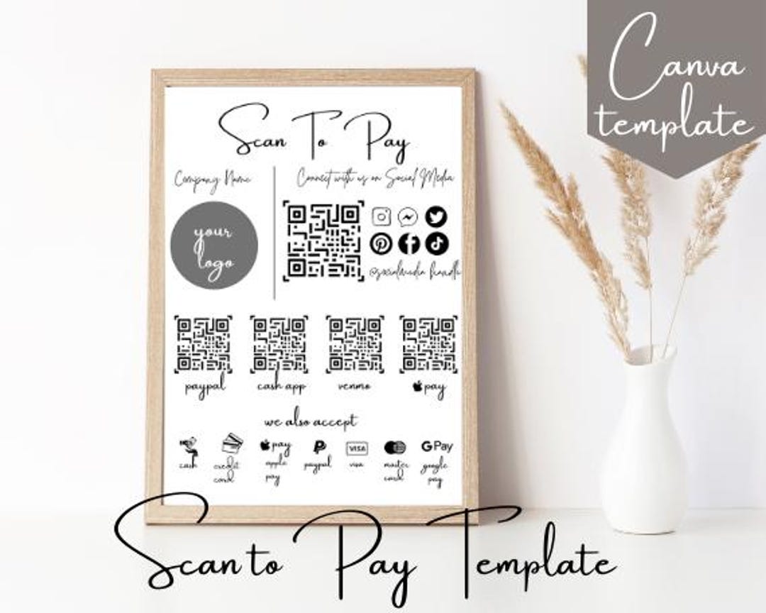 Editable Scan to Pay Template, Printable QR Code Scan for Small ...