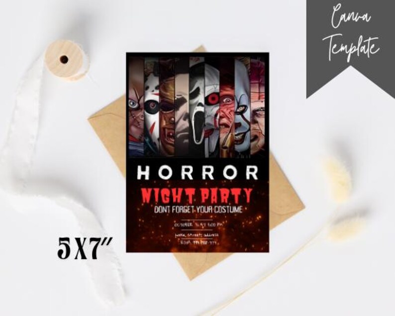 Editable Horror Night Party Invitation: Printable Canva Template - Etsy