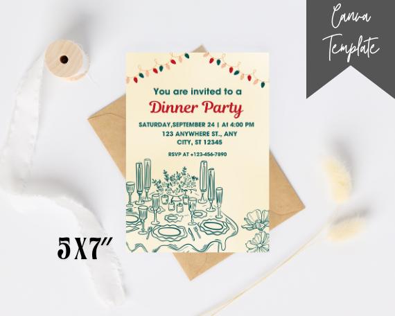 Editable Dinner Party Invitation Template | Canva BBQ Invite Printable ...