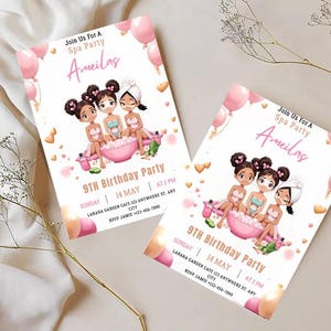 Girls Spa Birthday, Spa Party Birthday Invitation, Pamper Party Invite ...