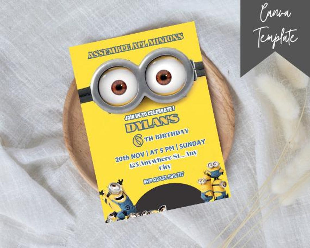 Editable Minion Birthday Invitation Template (digital) - Etsy