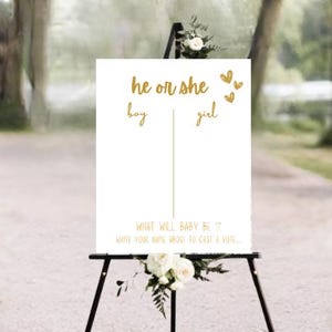 Editable He or She Baby Shower Sign: Gender Reveal Game (printable ...