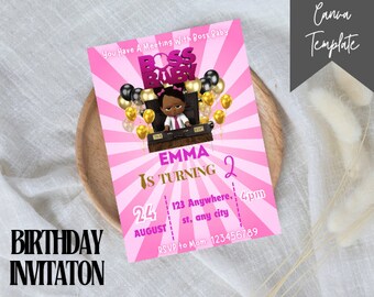 Black Girl Baby Boss Birthday Invitation - Etsy UK