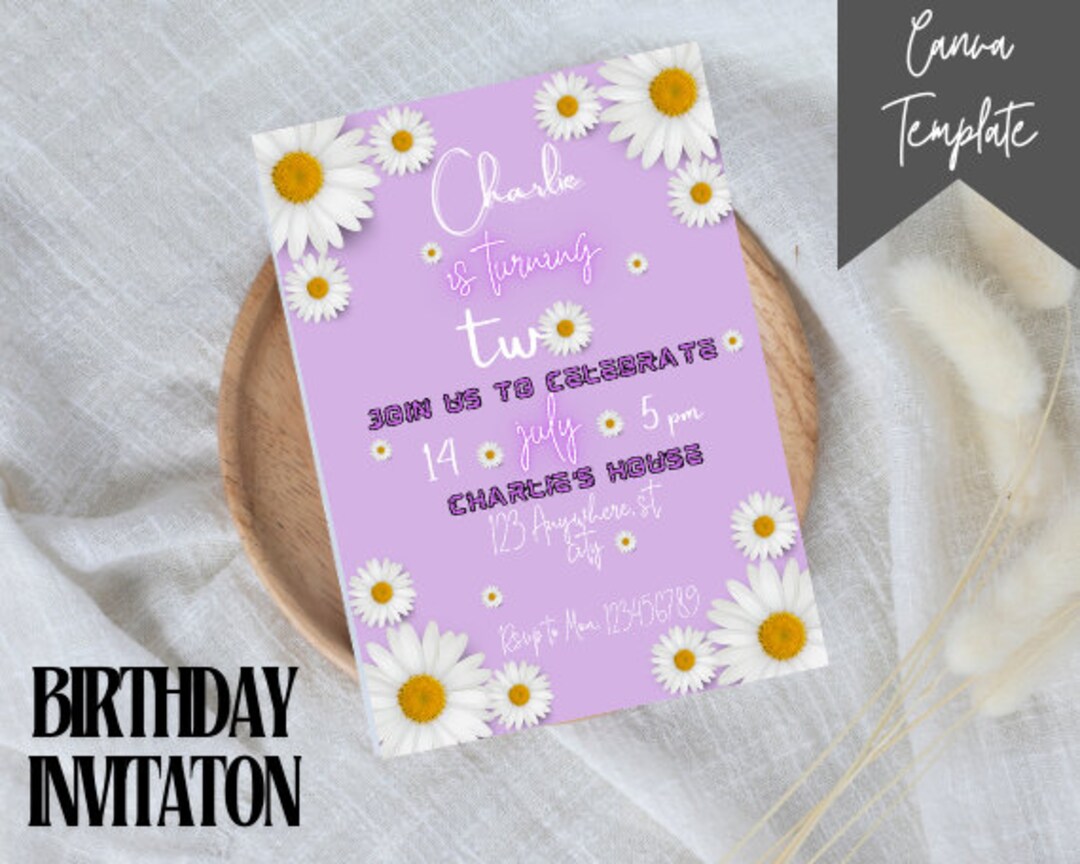Editable Daisy Birthday Invitation Template, Printable Daisy Invite ...