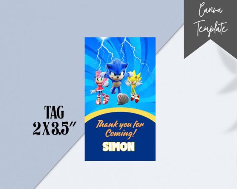 Sonic Birthday Invitation: Editable Kids Party Invite (canva Template ...