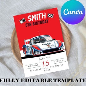 Editable Race Car Invitation Birthday Kids Party Invite | Sport Car ...