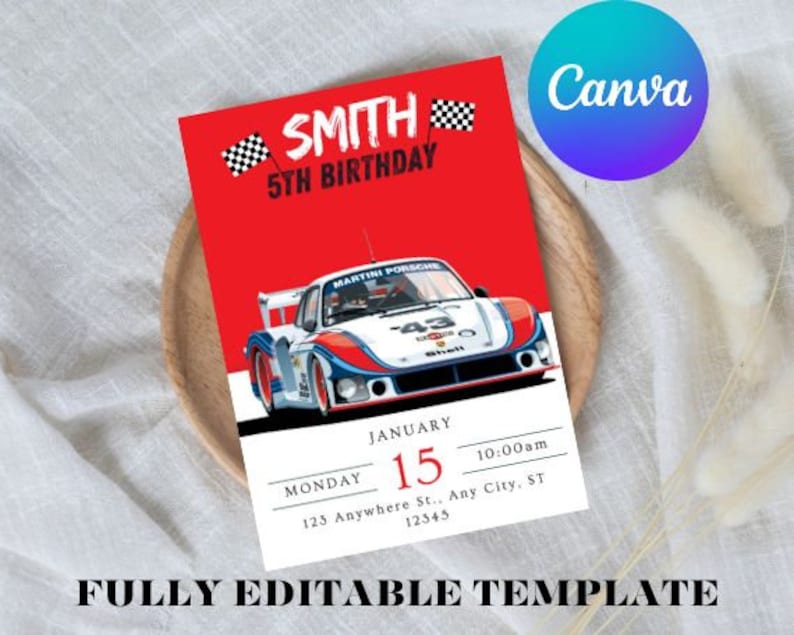Editable Race Car Invitation Birthday Kids Party Invite | Sport Car ...