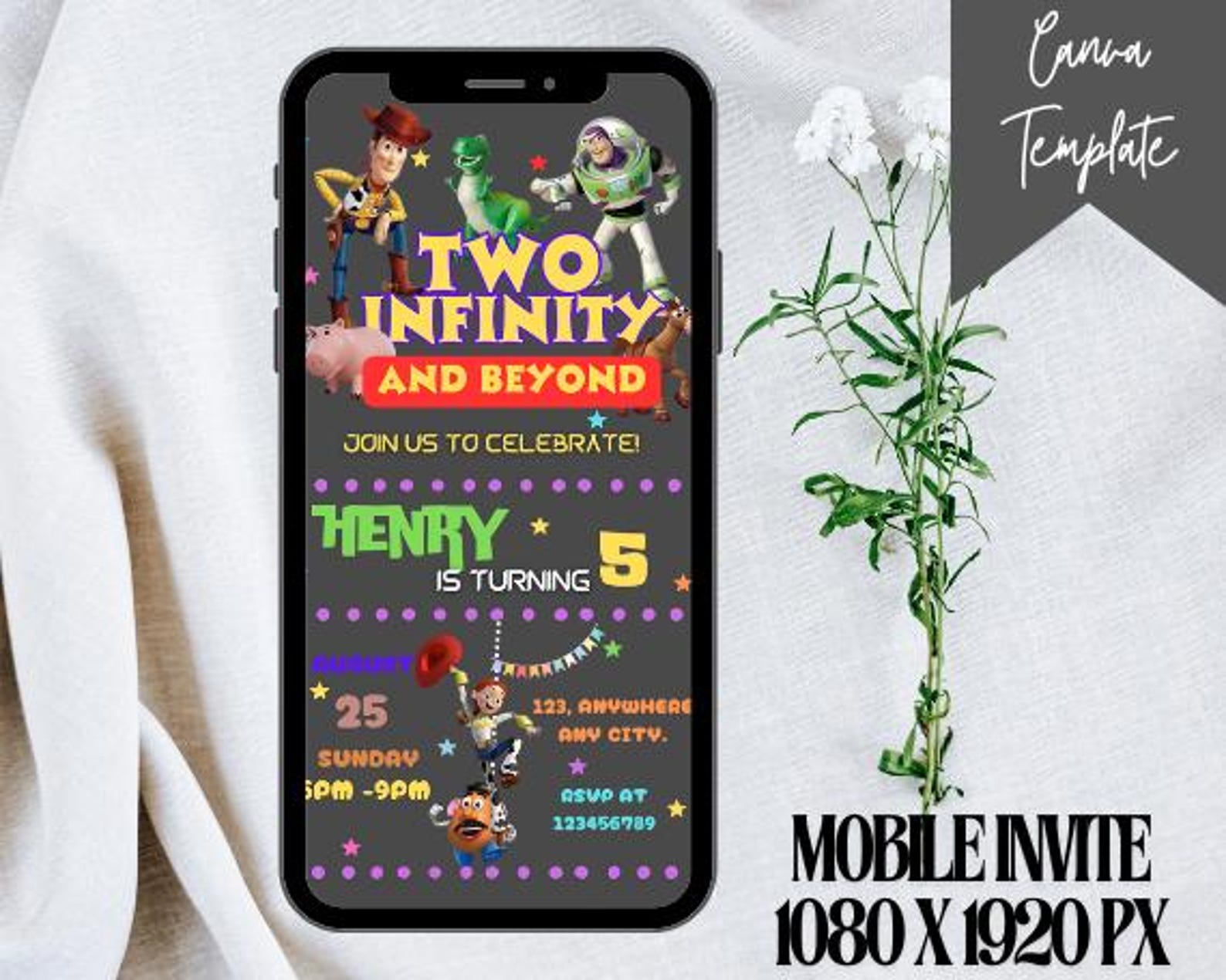 Editable Two Infinity and Beyond Birthday Invitation Template ...