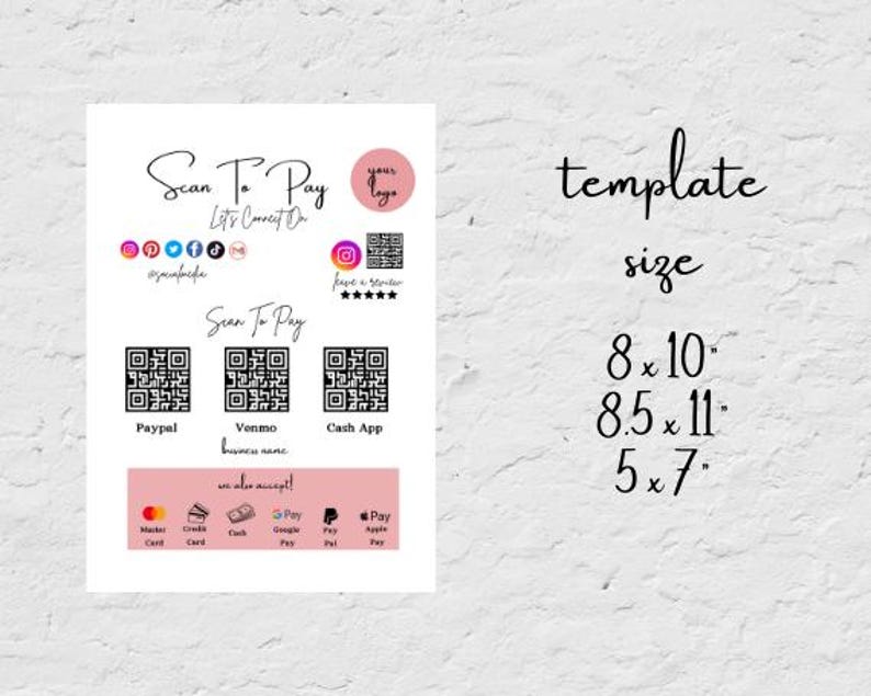 Editable Scan to Pay Template, Printable QR Code Scan for Small ...