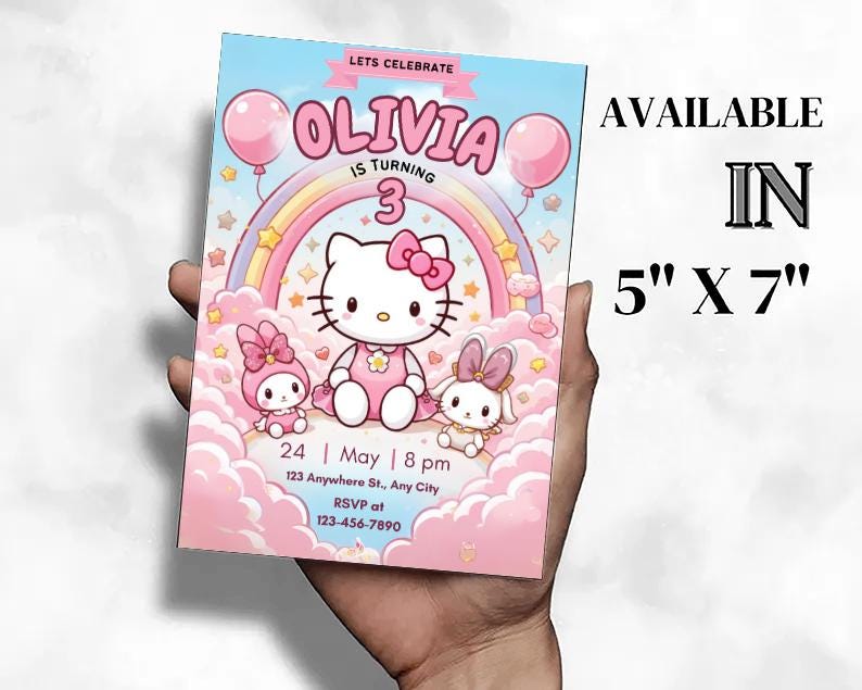 Kitten Birthday Invitation | Personalized Editable Canva Template for ...