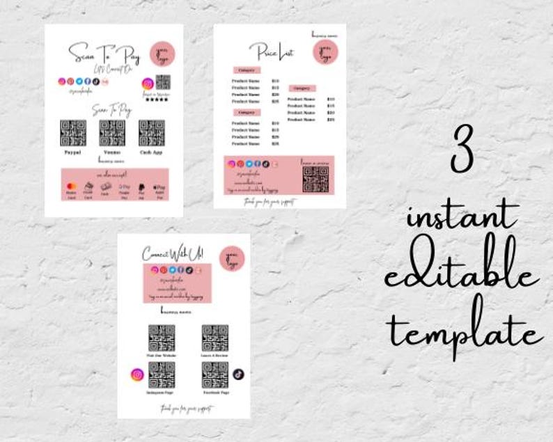 Editable Scan to Pay Template, Printable QR Code Scan for Small ...