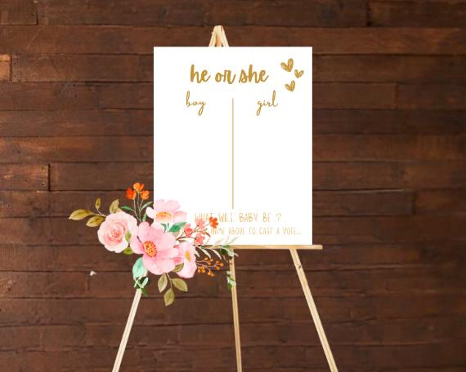 Editable He or She Baby Shower Sign: Gender Reveal Game (printable ...