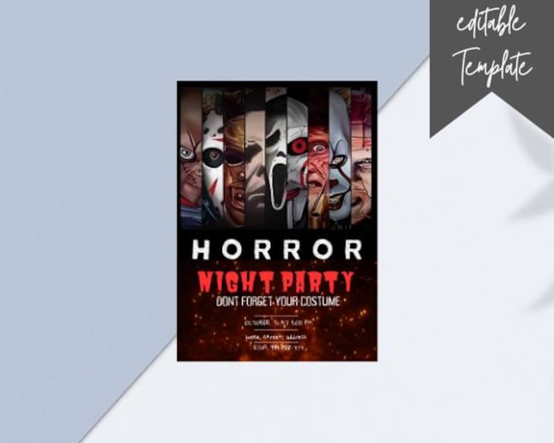 Editable Horror Night Party Invitation: Printable Canva Template - Etsy