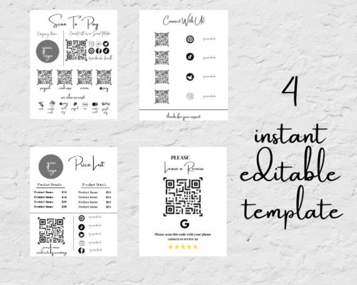 Editable Scan to Pay Template, Printable QR Code Scan for Small ...
