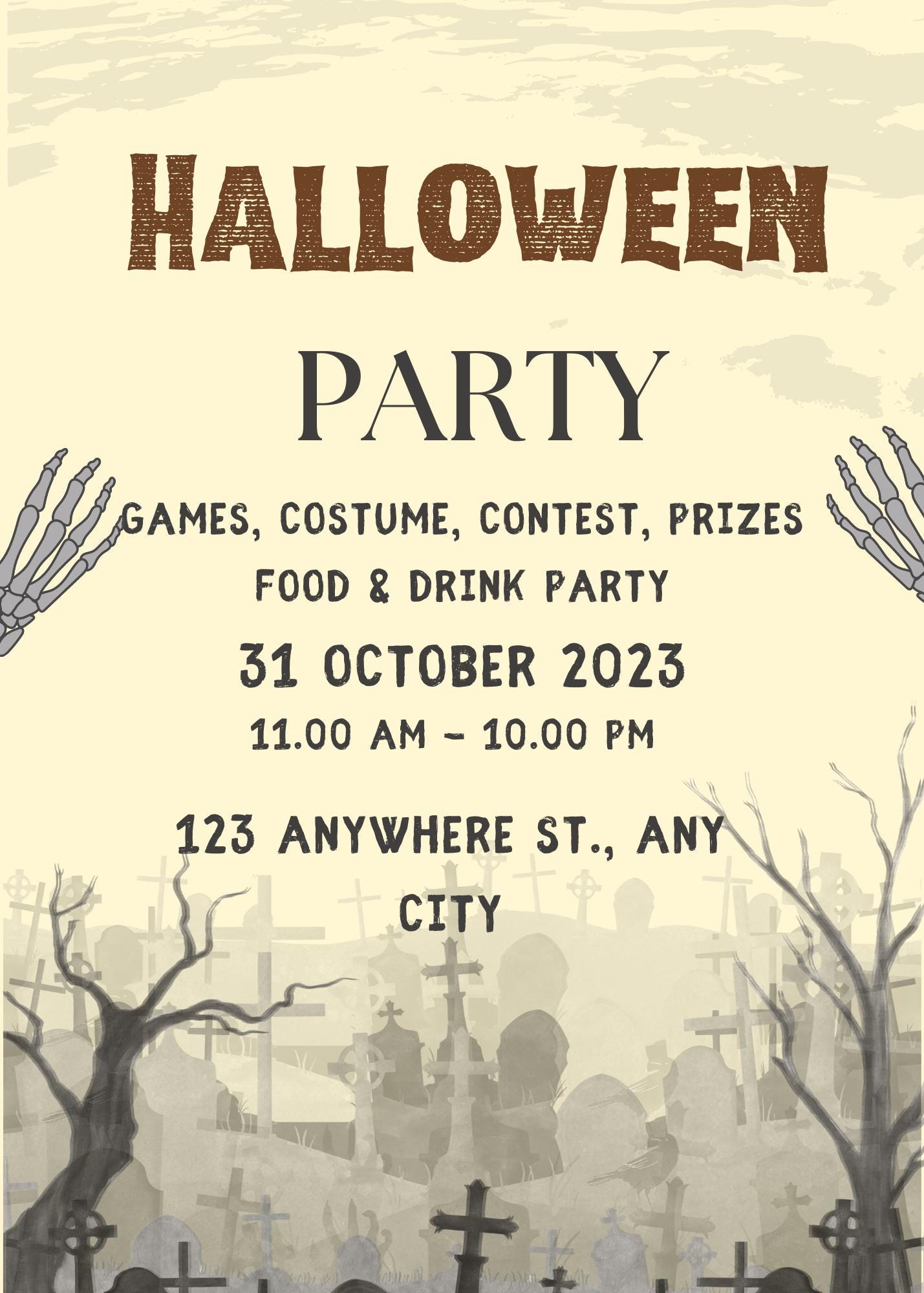 Editable Printable Digital Halloween Party Bash Invitation Template ...