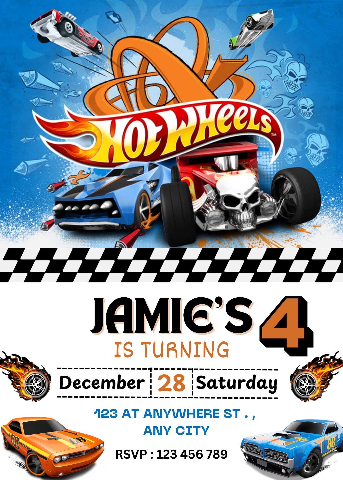 Editable Hot Cars Invitation, Hot Wheels Invitation, Hot Race Cars ...