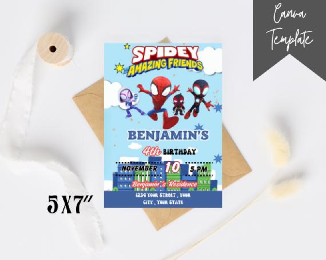 Spidey and His Amazing Friends Birthday Invitation Template, Printable ...