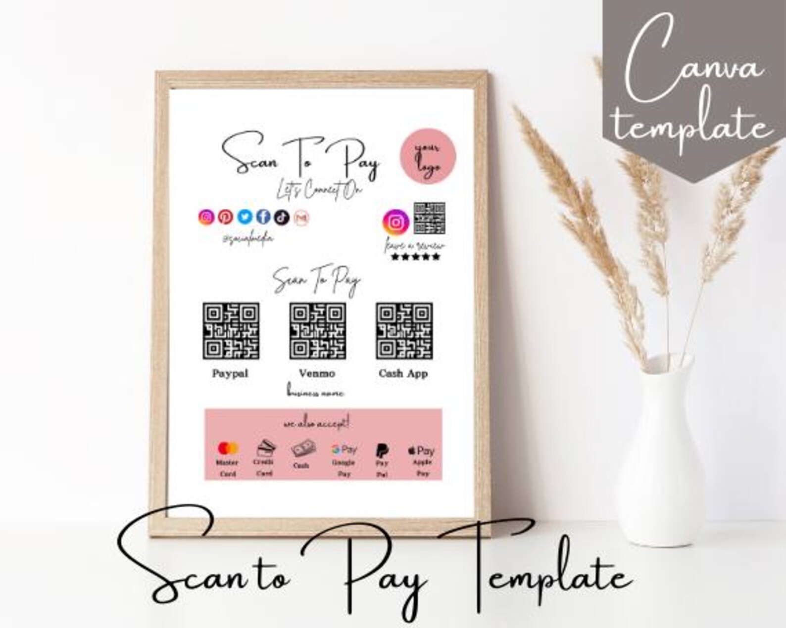 Editable Scan to Pay Template, Printable QR Code Scan for Small ...